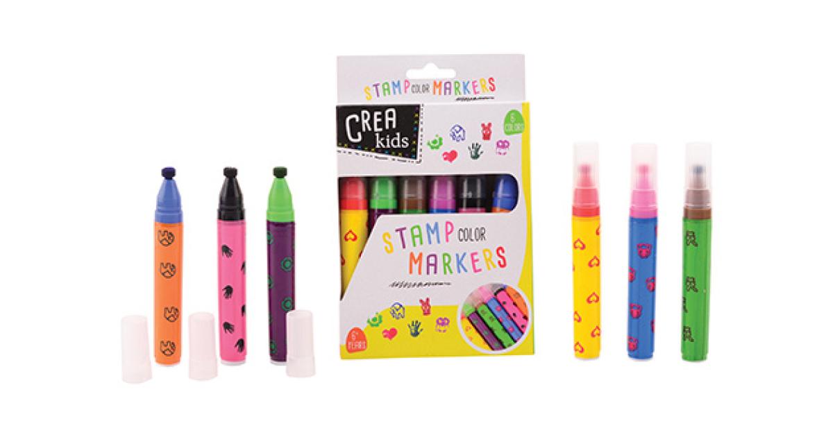 Crea Kids stempel markers 6 stuks in doos | Piccle